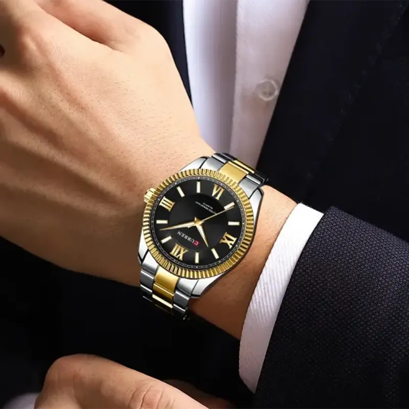 Curren Black Dial Two-tone Hardlex Men’s Watch- 8453 | Watch Shop BD