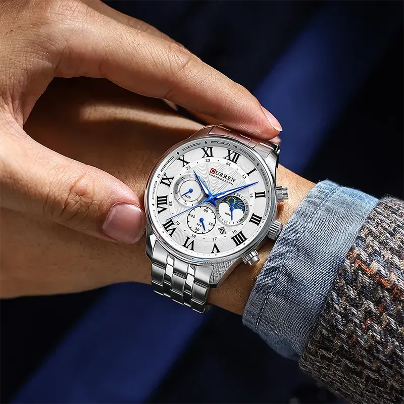 Curren Chronograph Quartz White Dial Men’s Watch- 8427 | Watch Shop BD