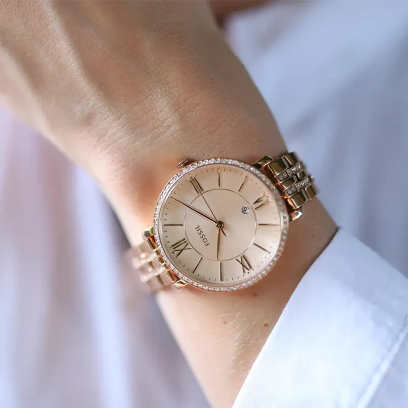 Fossil Jacqueline Three-Hand Rose Gold-Tone Ladies Watch- ES3546 ...