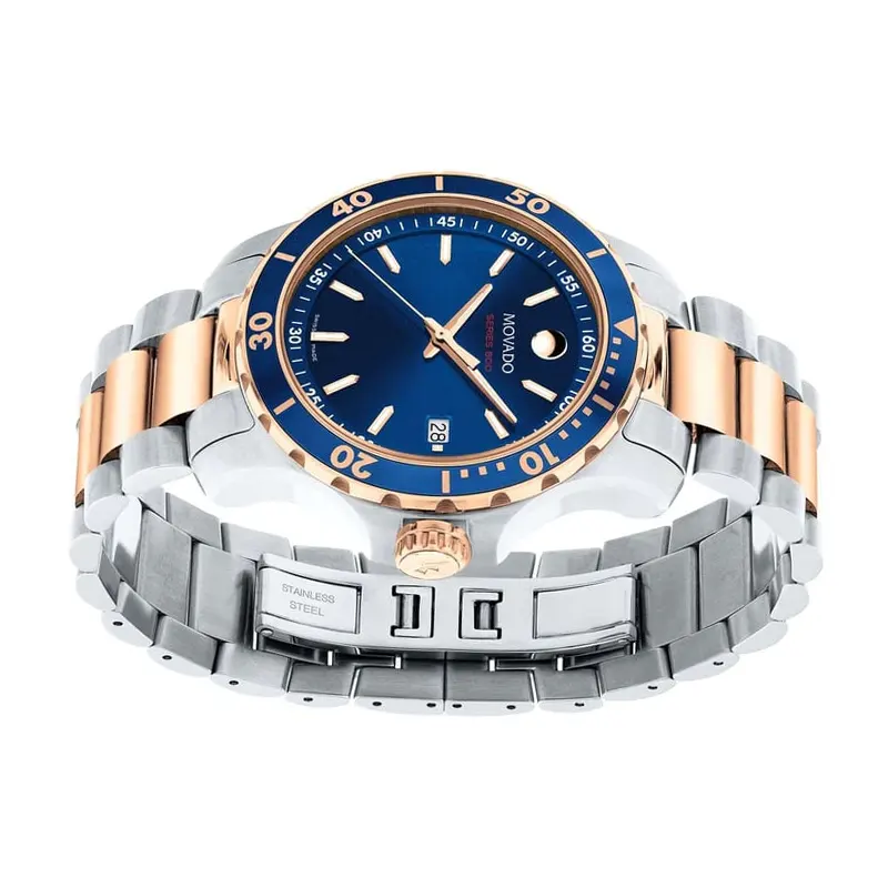 Movado 800 Series Quartz Blue Dial Two-tone Men's Watch- 2600149 ...