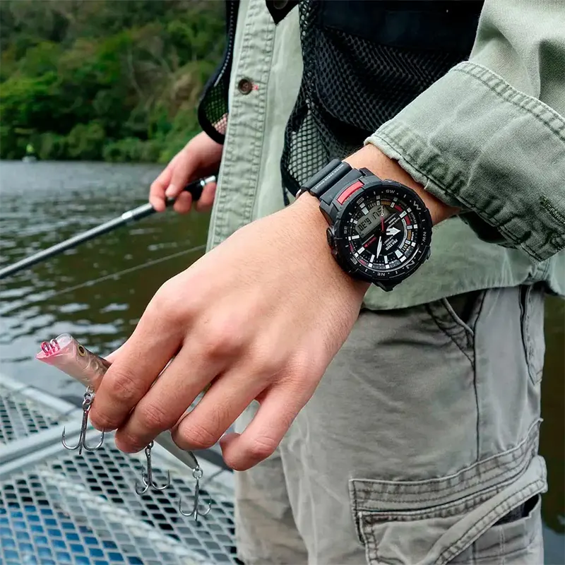 Casio Pro Trek Quad Sensor Fishing Timer Bluetooth Men's Watch- PRT-B70 ...