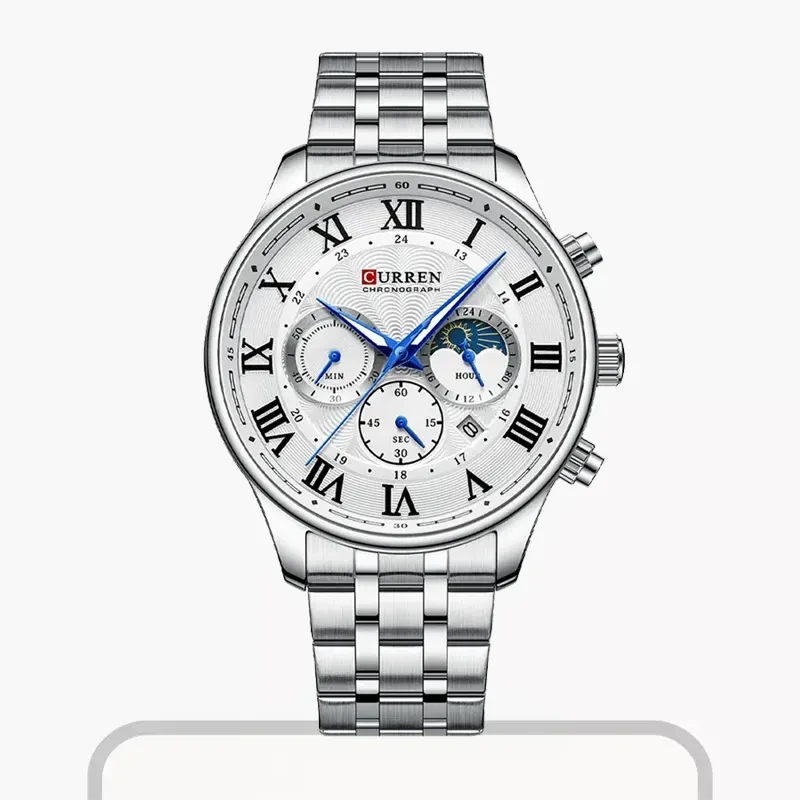 Curren Chronograph Quartz White Dial Men’s Watch- 8427 | Watch Shop BD