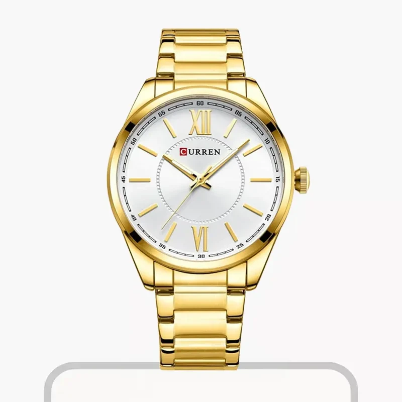 Curren Quartz White Dial Gold-tone Men’s Watch- 8423 | Watch Shop BD