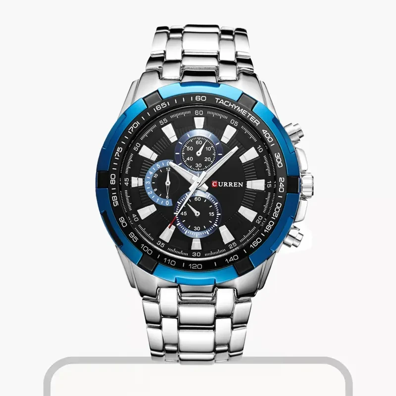 Curren Sport Chronograph Blue Bezel Men's Watch- 8023 | Watch Shop BD