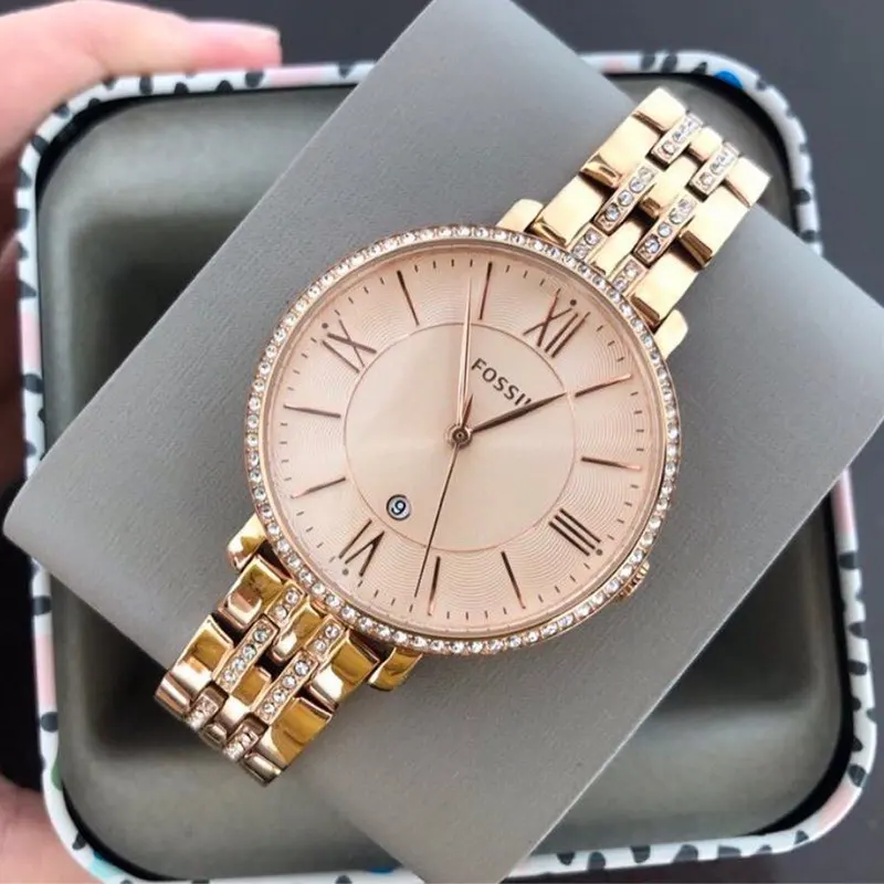 Fossil Jacqueline Three-Hand Rose Gold-Tone Ladies Watch- ES3546 ...
