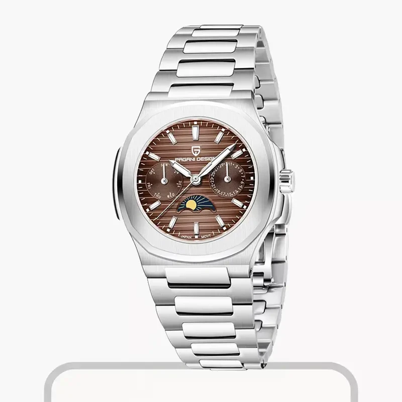 Pagani Design Nautilus Moon Phase Brown Dial Ladies Watch- PD-1786 ...